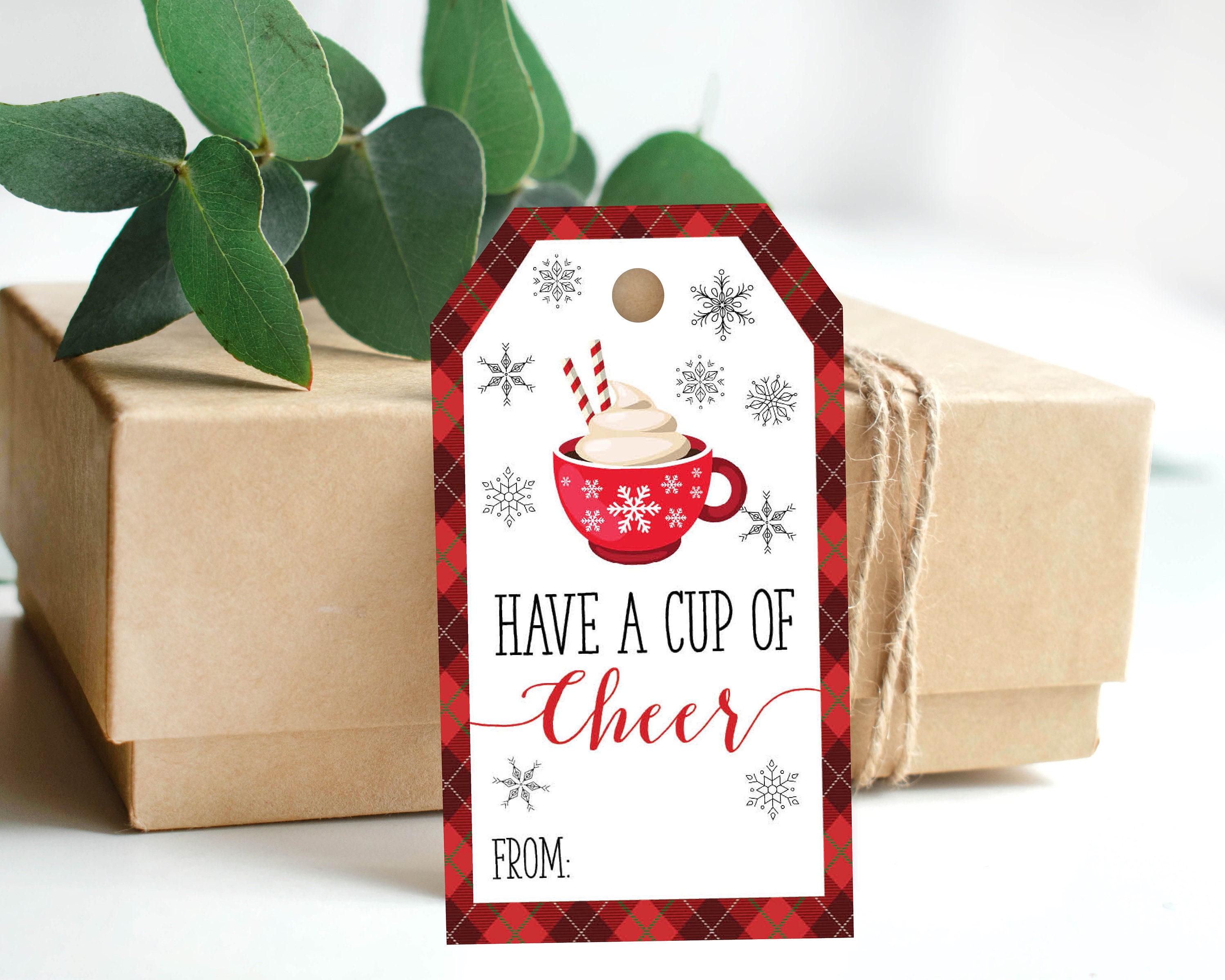 Have a Cup of Cheer Printable Gift Tag Buffalo Plaid Hot - Etsy