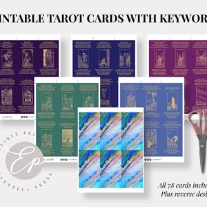 Printable Tarot Cards With Key Words | Jewel Tones, Tarot Deck, Tarot ...