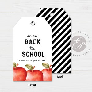 Welcome Back to School Watercolor Apple First Day Favor Tags Student ...