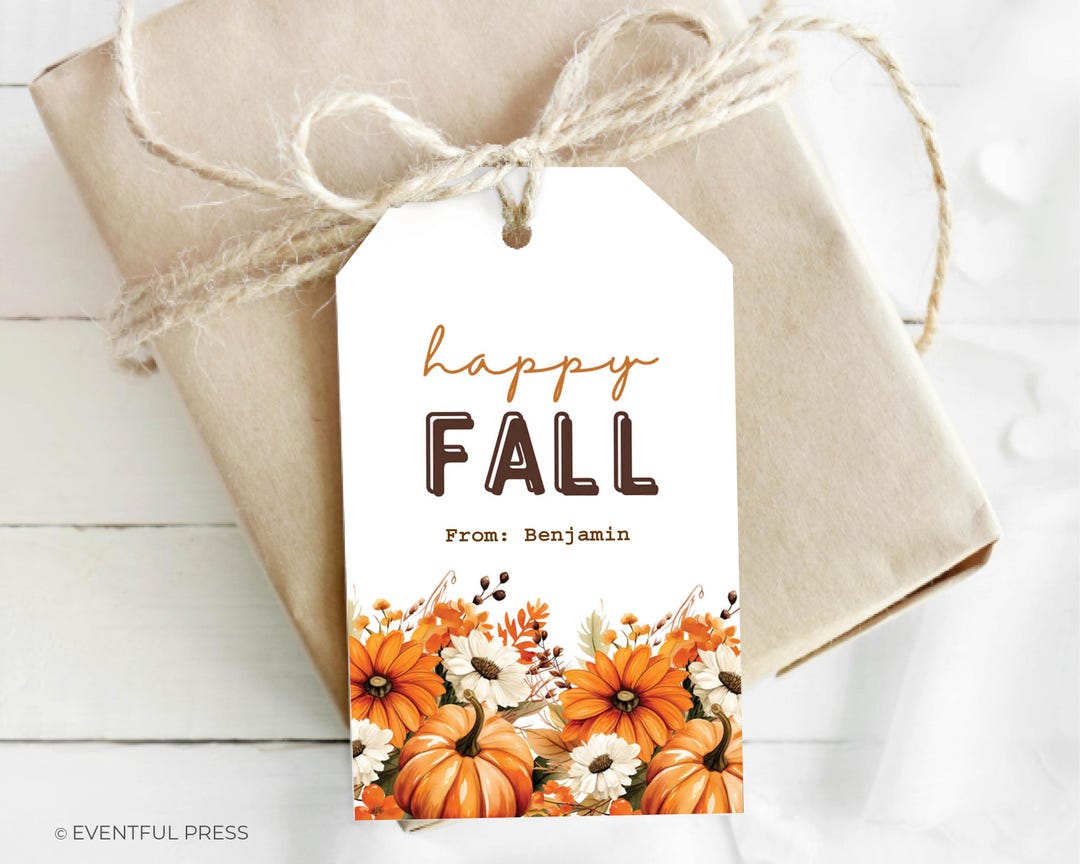 Happy Fall Printable Gift Tag Teacher Teacher Favor Tag Thank You Tag ...