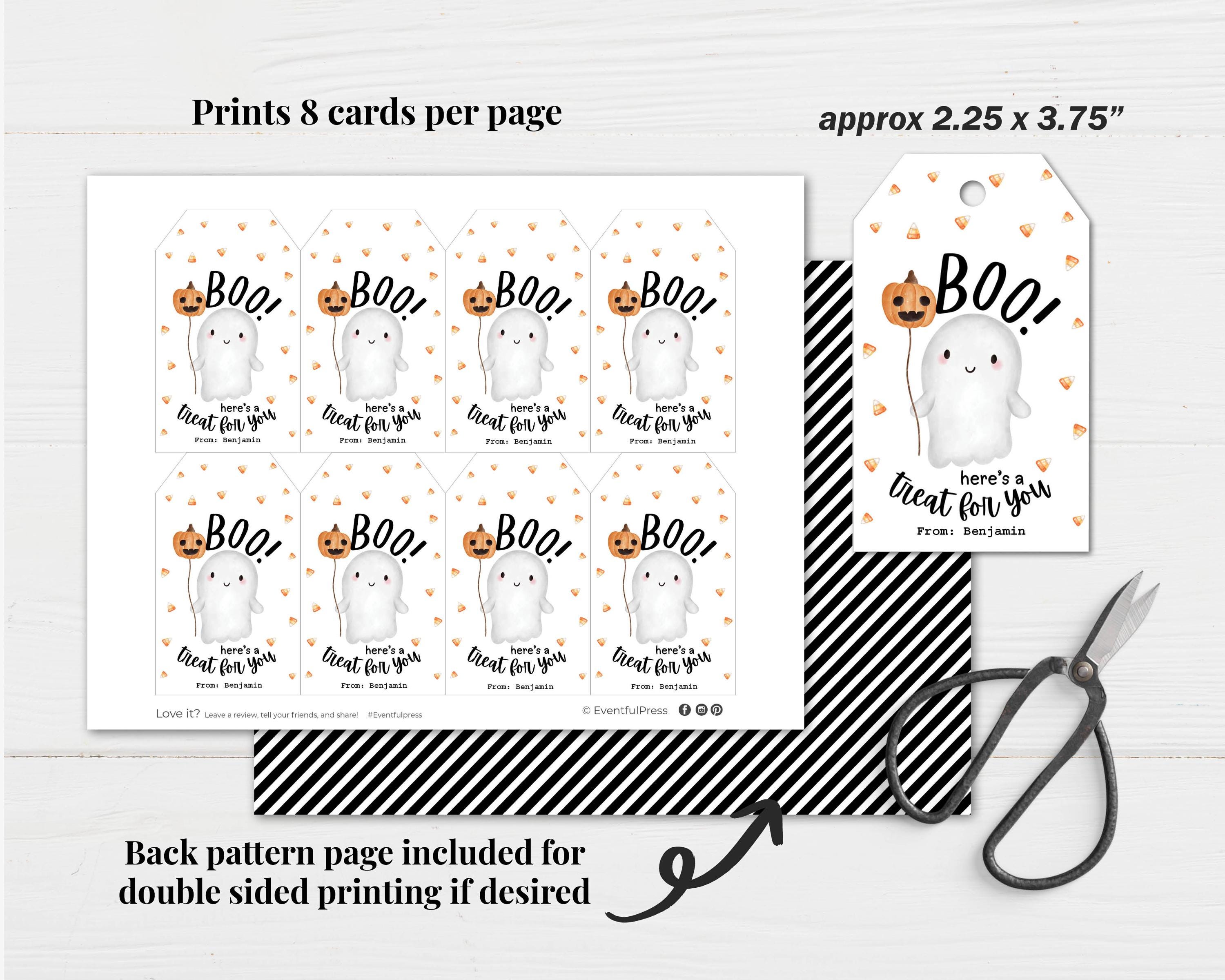 Boo Halloween Favor Tags Boo Here's a Treat for You Treat Bag Toppers ...