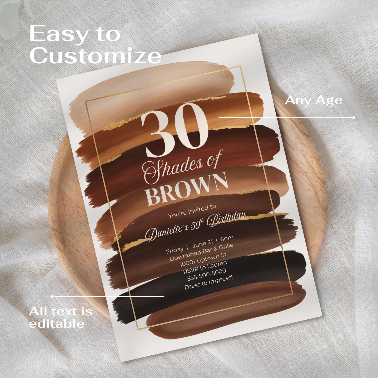 30 Shades of Brown Birthday Invitation, ANY AGE Shades of Melanin ...