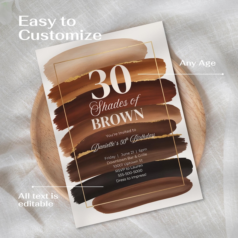 30 Shades of Brown Birthday Invitation, ANY AGE Shades of Melanin ...