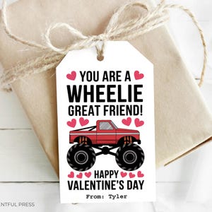 Monster Truck Printable Valentine's Day Tag You Are A Wheelie Great ...