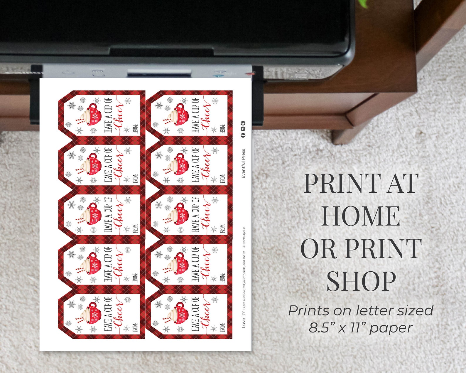 Have a Cup of Cheer Printable Gift Tag Buffalo Plaid Hot - Etsy