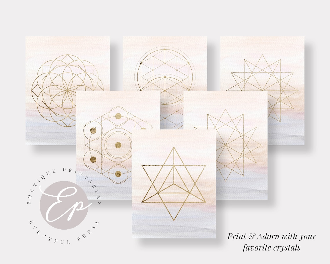 25 Crystal Grid Templates: Sacred Geometry Printable (PDF Download) - Etsy