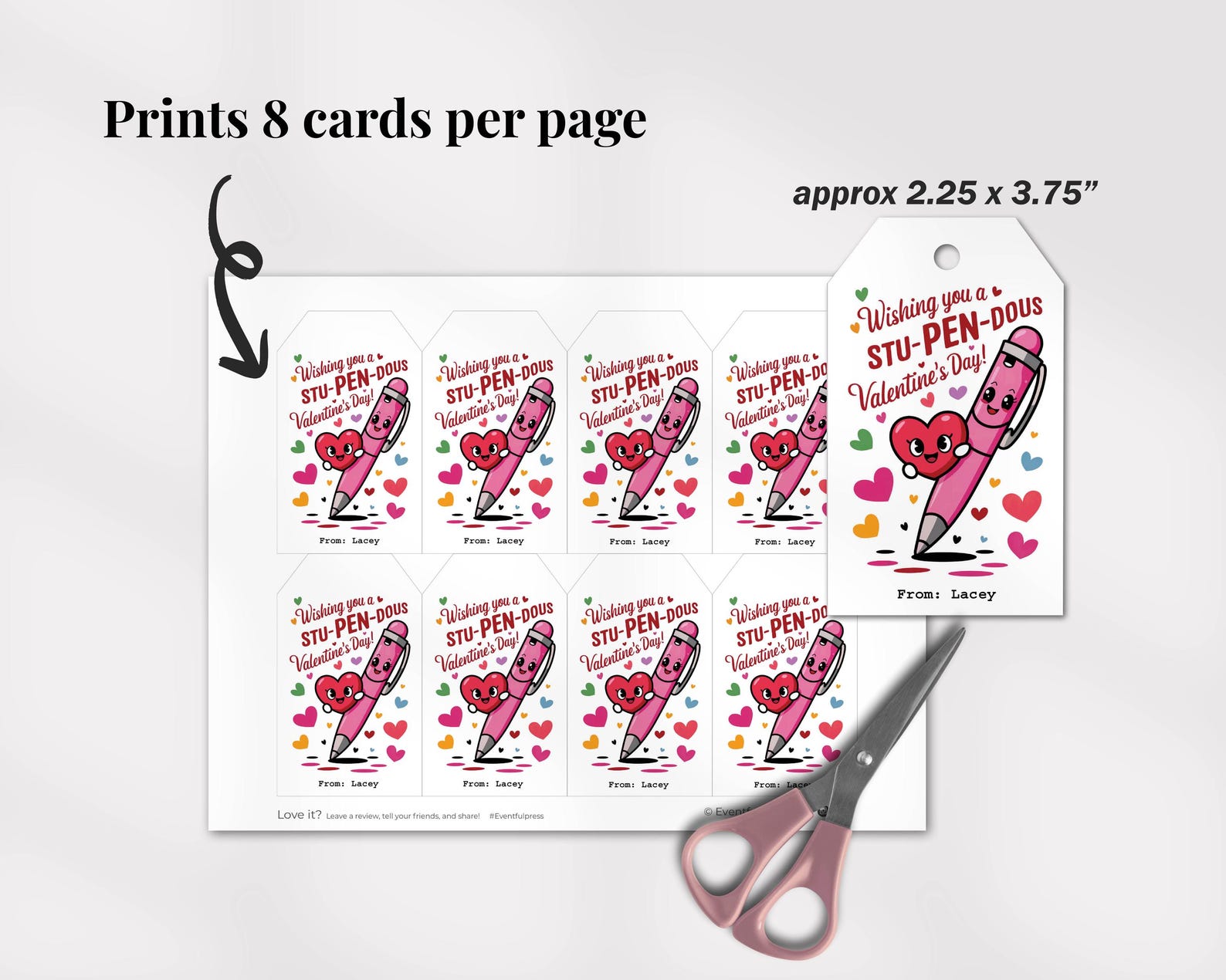 Stupendous Printable Pen Valentine's Day Gift Tag Pen Valentine Treat ...