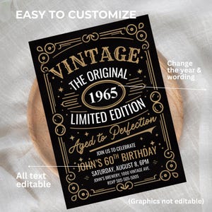 60th Birthday Invitation: Vintage Whiskey Label Party (instant Download ...
