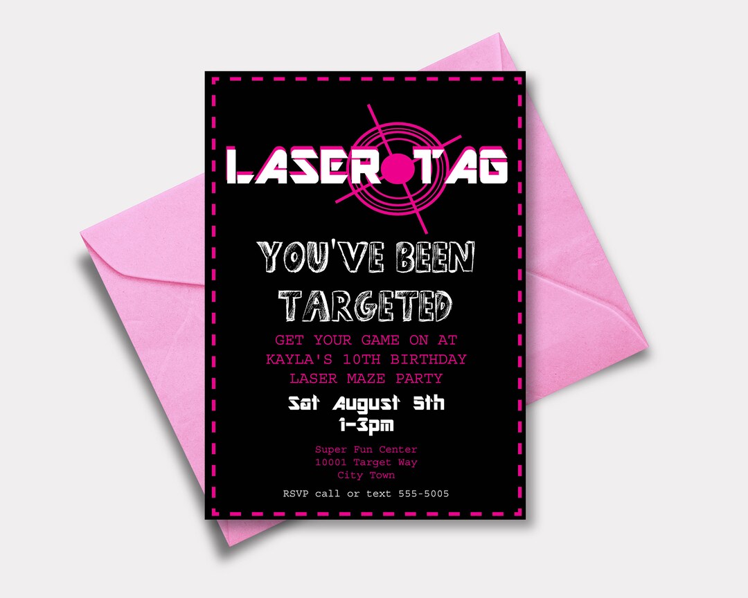 Girls Laser Tag Party Invitation, Laser Tag Birthday, Laser Maze Party ...