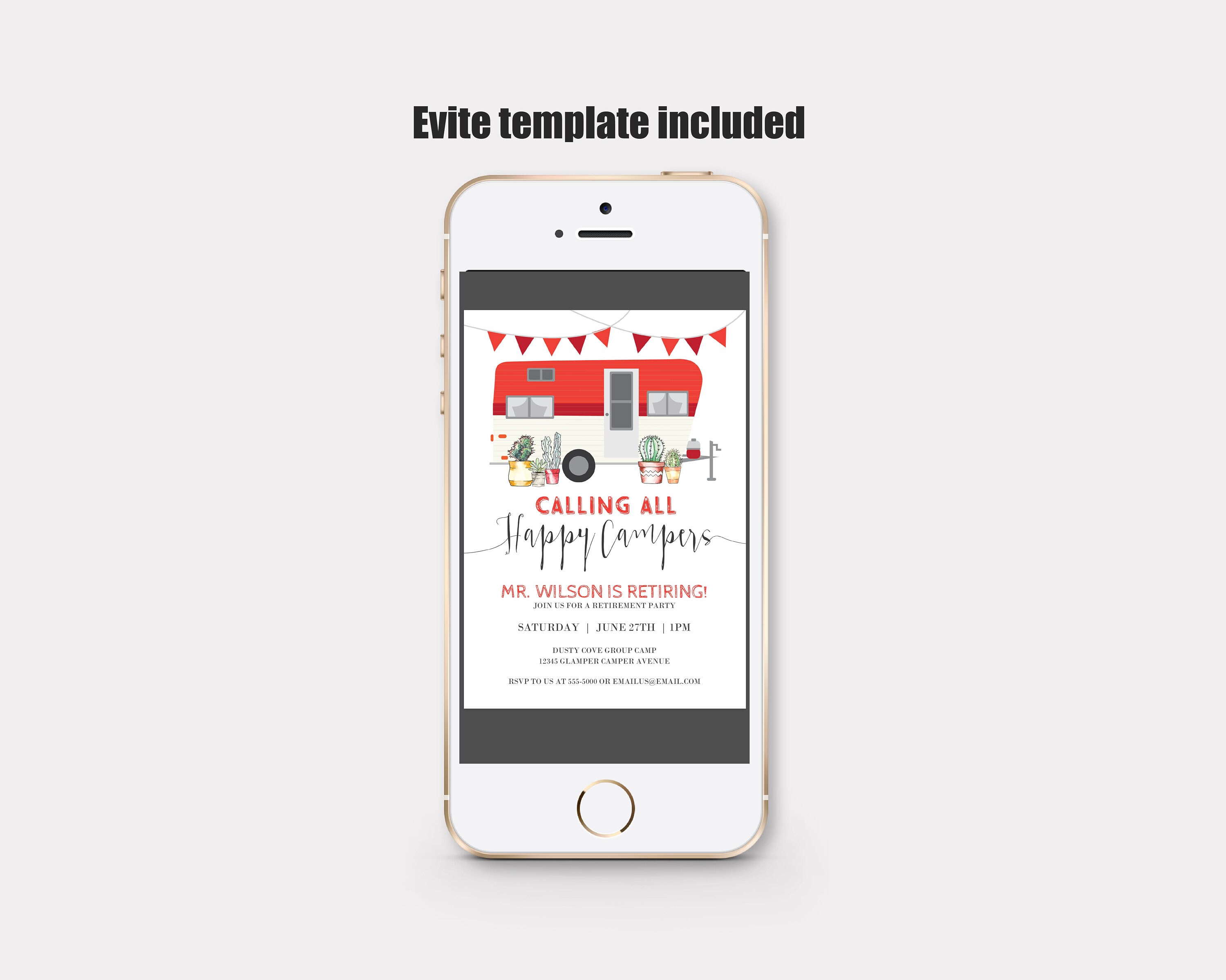 Vintage Red Camp Trailer Invitation RV Travel Trailer | Etsy