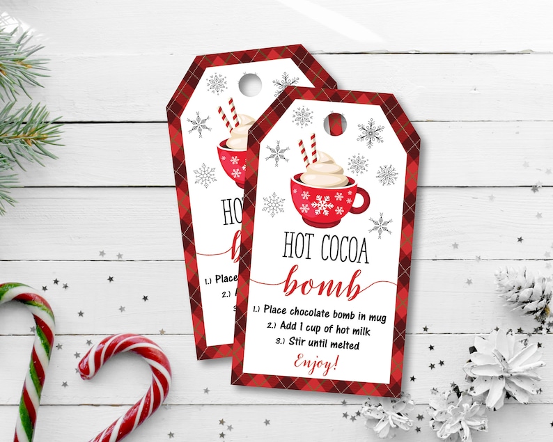 Hot Cocoa Bomb Tag Hot Chocolate Bomb Instructions Card - Etsy