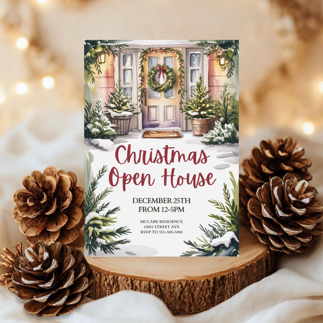 Christmas Open House Invitation: Winter Themed Holiday Party Digital ...
