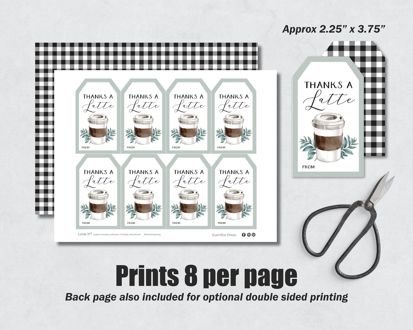 Thanks A Latte Printable Gift Tag Easy DIY Gift Idea for | Etsy