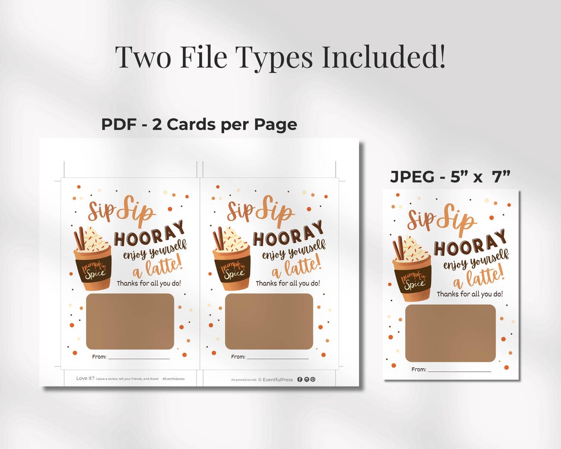 Pumpkin Spice Coffee Gift Card Holder Sip Sip Hooray Thank You Gift for ...