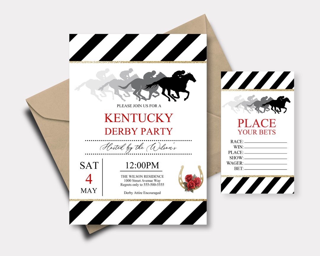 Horse Race Party Invitation, Kentucky Derby, Red Roses, Derby Day ...