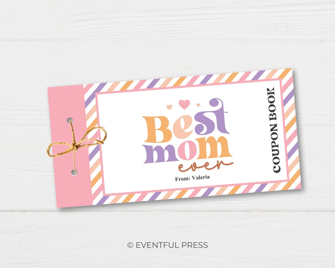Printable Coupon Book Mother's Day Retro Multicolor Custom Vouchers ...