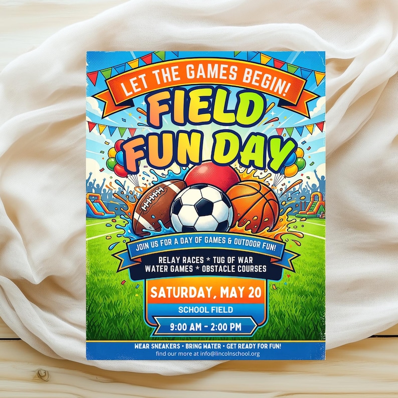 Field Fun Day Flyer Template, School Sporting Day Event Flyer, Sports ...