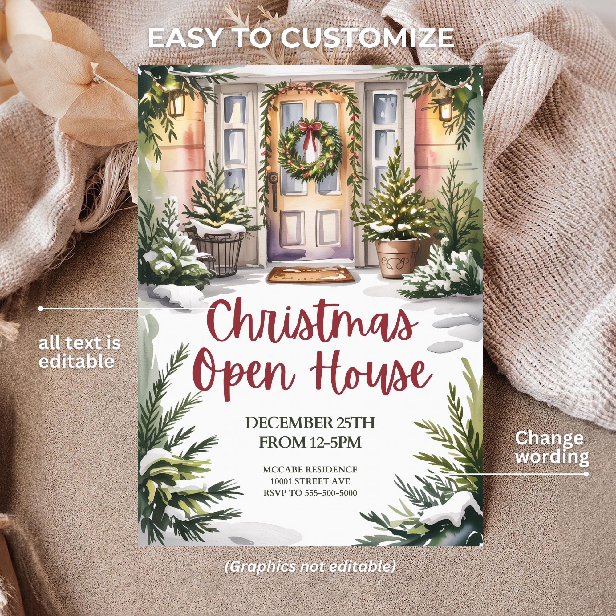 Christmas Open House Invitation: Winter Themed Holiday Party Digital ...