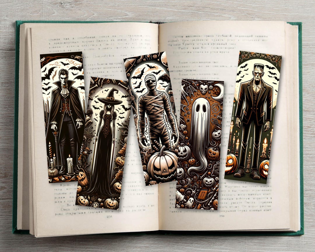 Scary Gothic Halloween Printable Bookmarks Vintage Ghost Halloween ...