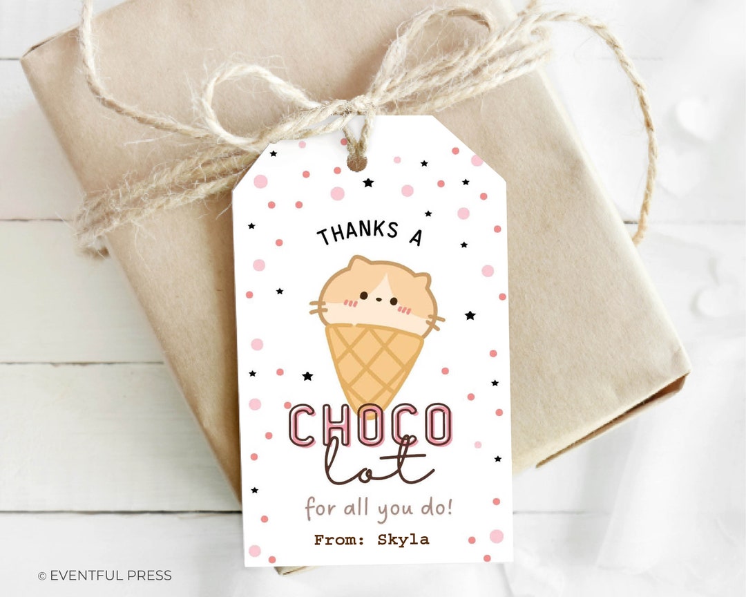 Cute Kawaii Thank You Tag Printable Thanks a Choco Lot Chocolate ...