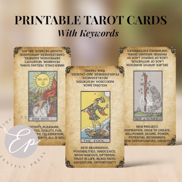 Tarot Cards With Key Words - Etsy
