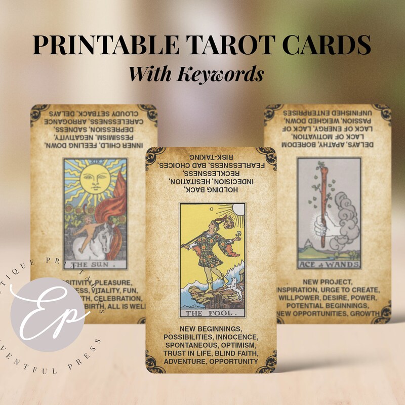 Tarot Cards With Key Words - Etsy