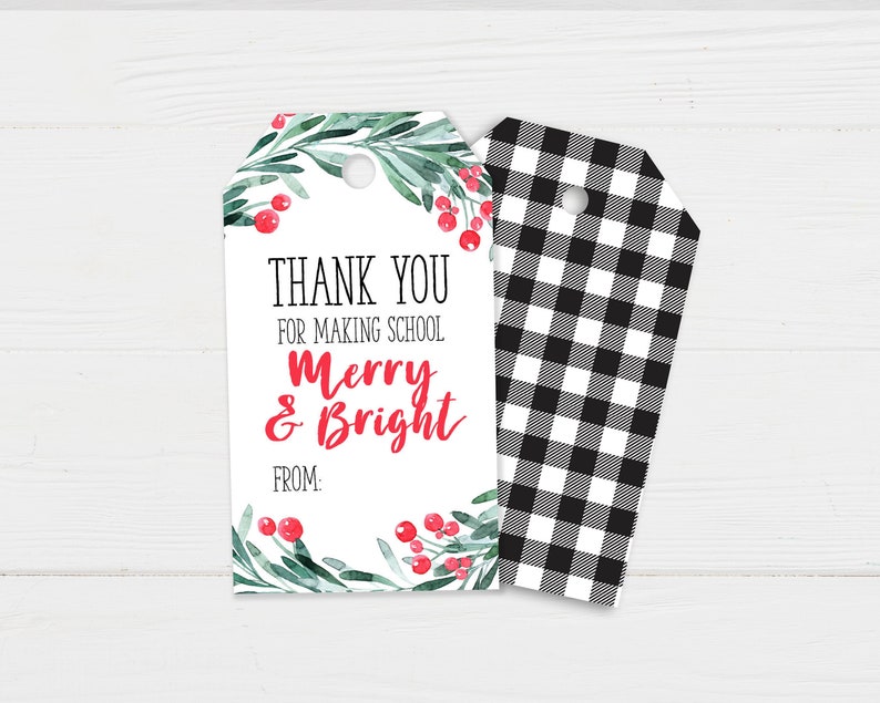 Teacher Printable Gift Tag Thank You Teacher Merry and | Etsy