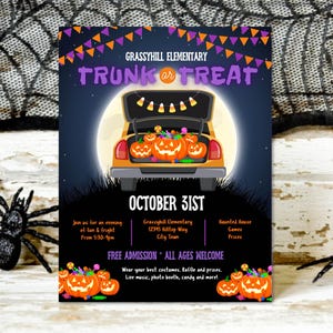 Trunk or Treat Flyer Halloween Trick or Treat Event Editable Flyer 8.5 ...