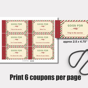 Printable Christmas Coupon Book Stocking Stuffer Custom Vouchers ...