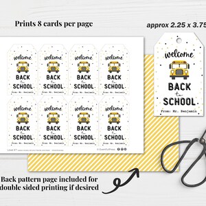 Welcome Back to School School Bus First Day Favor Tags Student Teacher ...