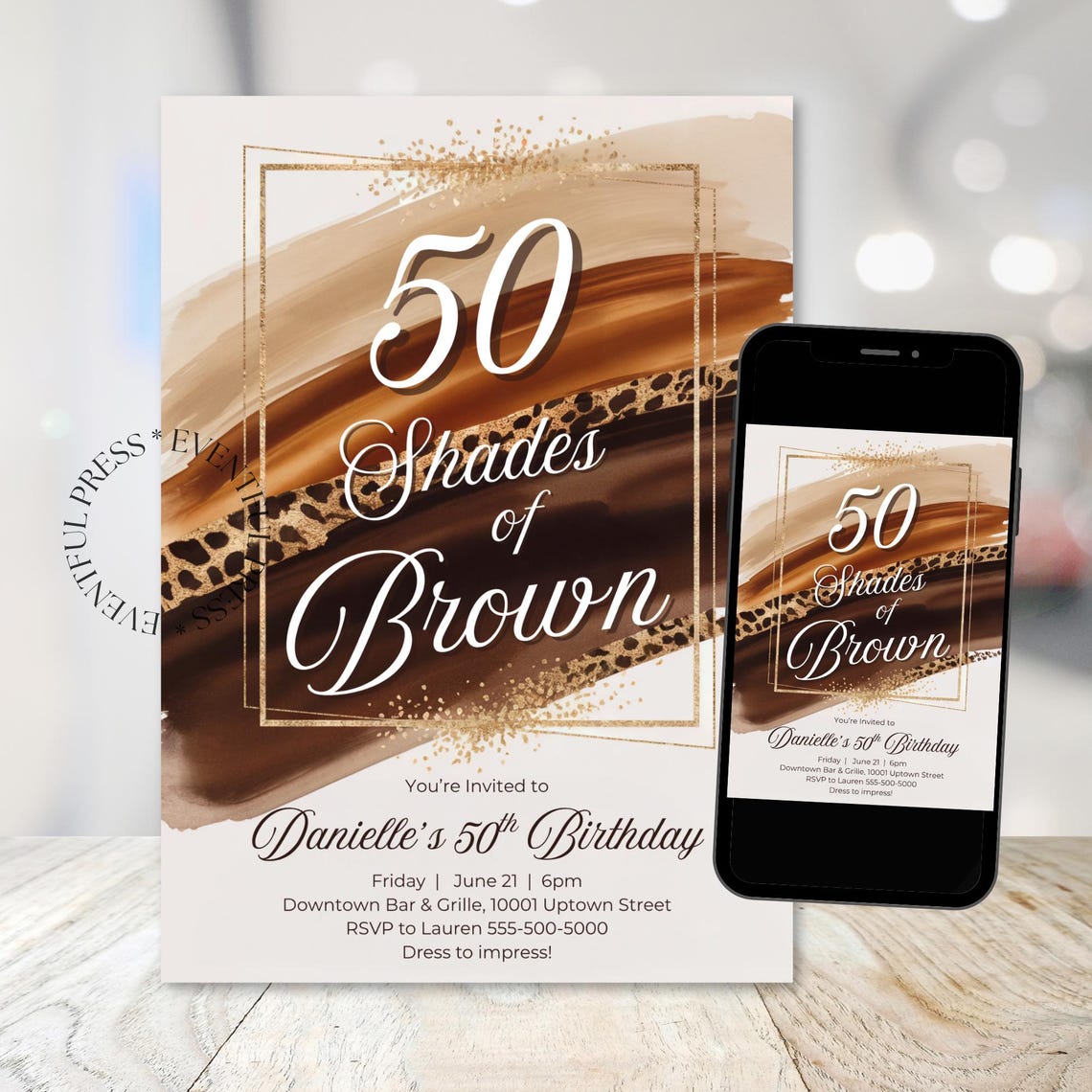 50 Shades of Brown Birthday Invitation, ANY AGE Shades of Melanin ...