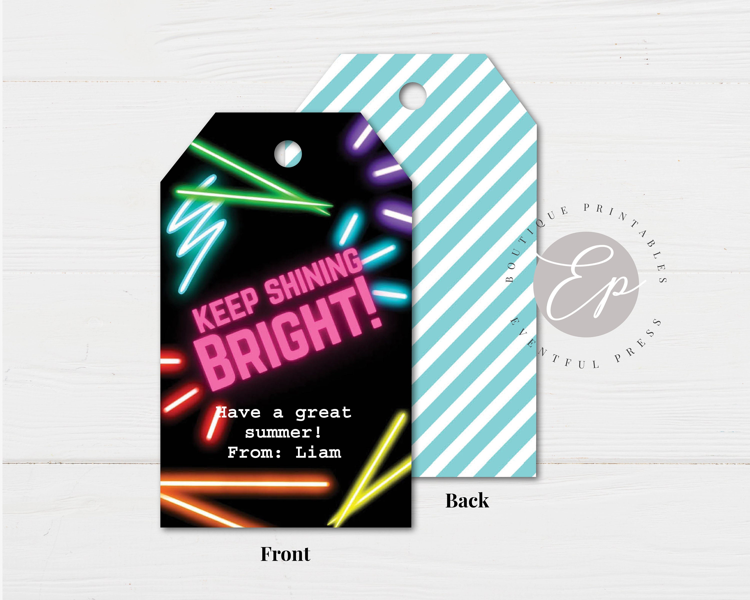 Neon Last Day of School Gift Tags: Summer Vacation Printable (digital ...