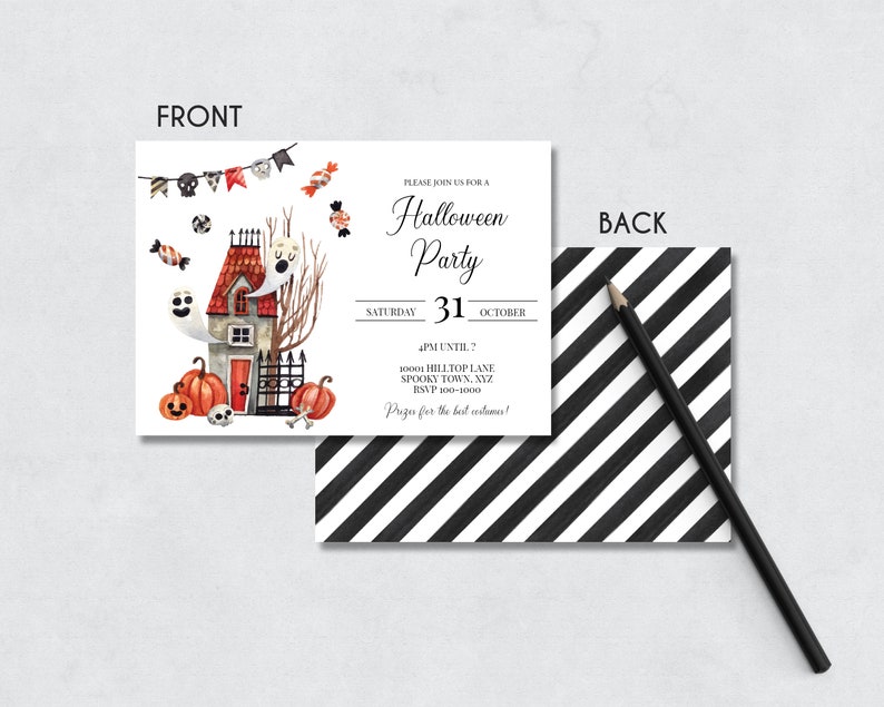 Editable Halloween House Party Invitation Haunted House - Etsy