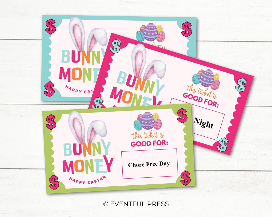 Printable Bunny Bucks Coupons, Bunny Money, Easter Vouchers ...