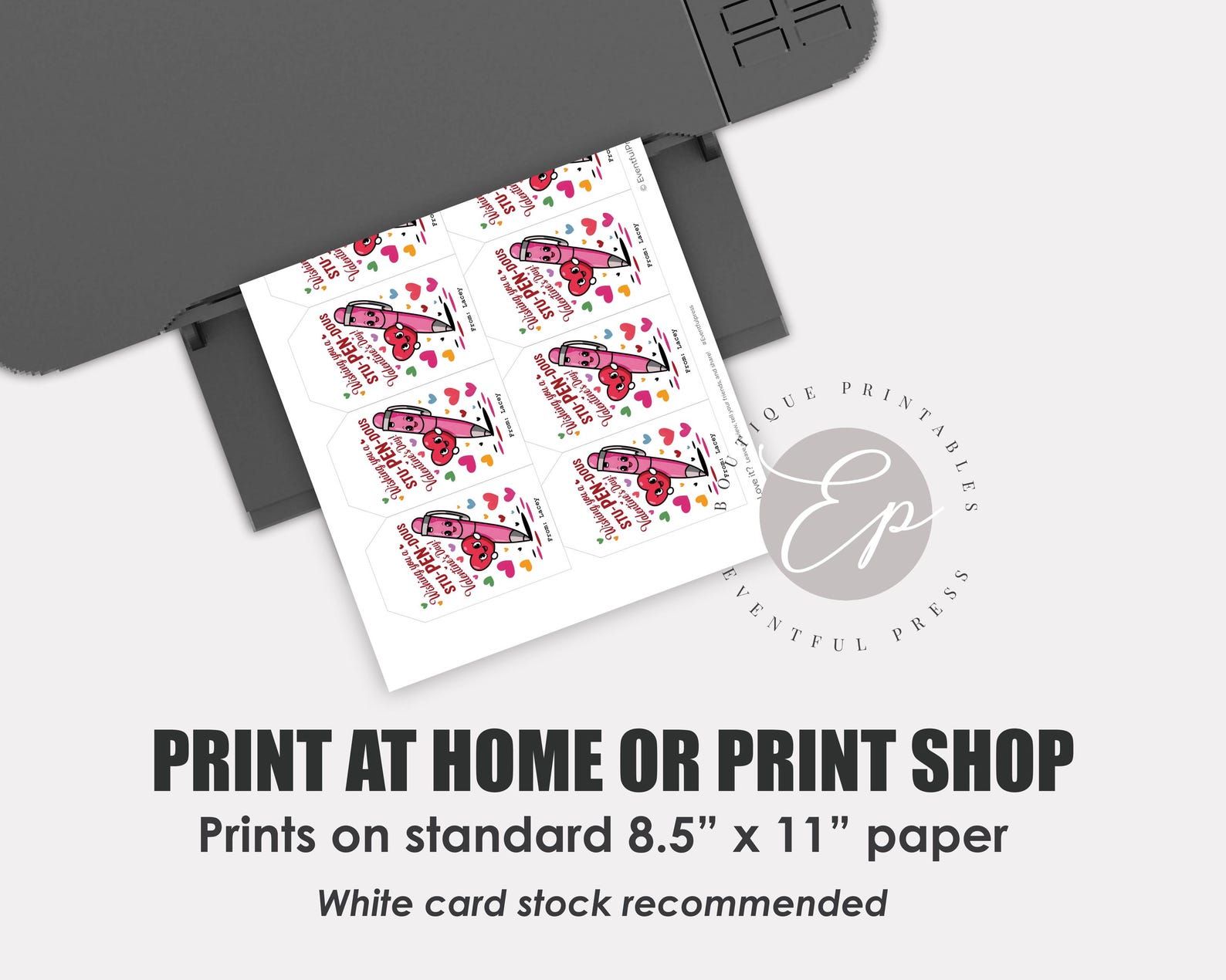 Stupendous Printable Pen Valentine's Day Gift Tag Pen Valentine Treat ...