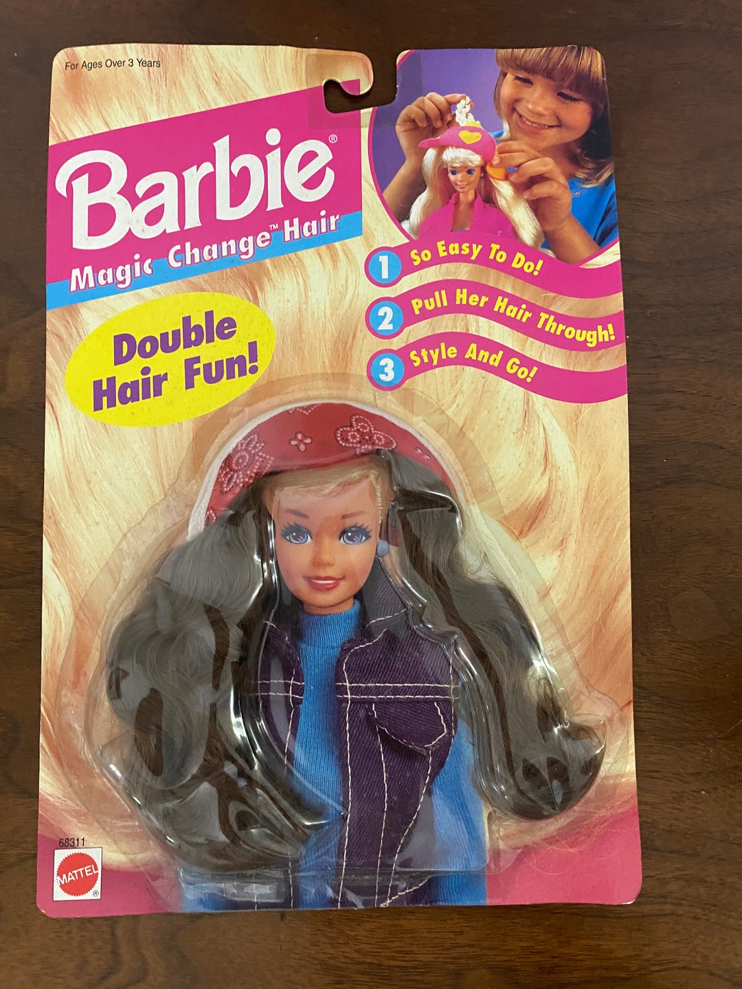 Vintage Barbie “magic Change Hair” Brown Brunette Wig Sealed New in Box ...