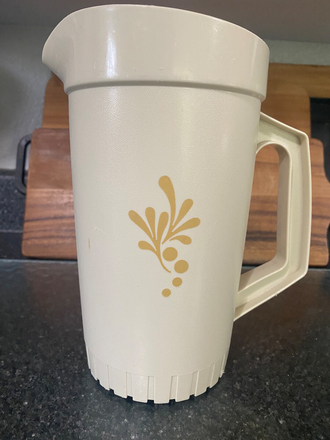 Cream and Harvest Gold Tupperware Button Pitcher, Vintage Tupperware 1 ...