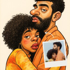 Custom Couple Portrait Caricature – Personalized Cartoon Couple Drawing ...