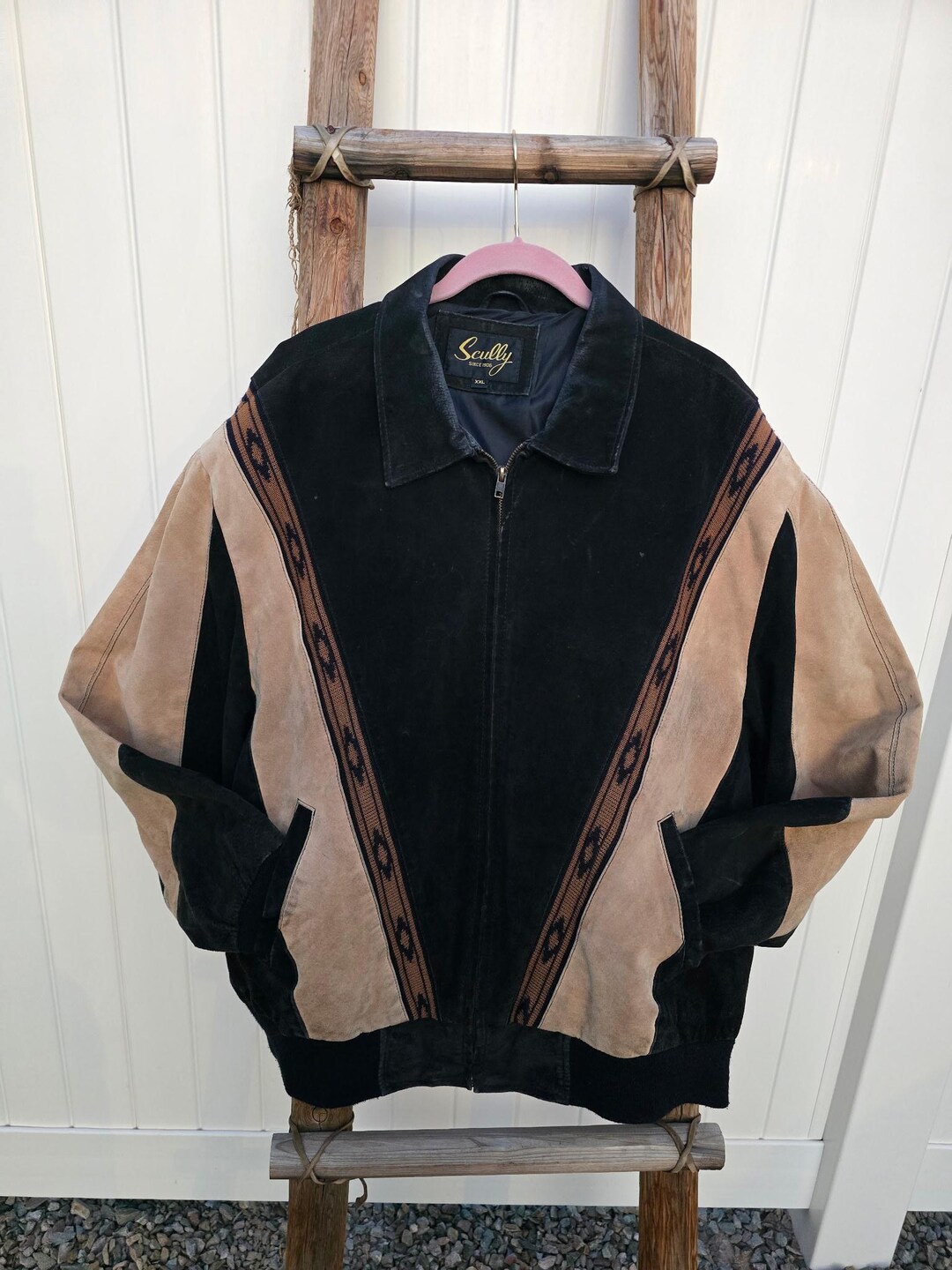 Southwest Scully Boar Suede Aztec Rodeo Bomber Jacket Two Tone - Free ...