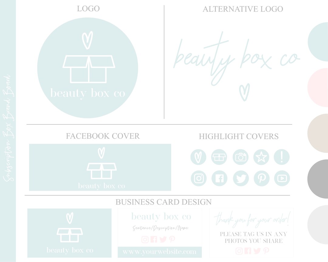 Subscription Box Business Design Package Branding Design, Premade Logo ...