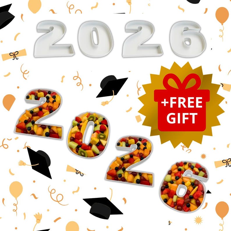 2026 Graduation Fillable Number Trays | Charcuterie Dessert Table, Food ...