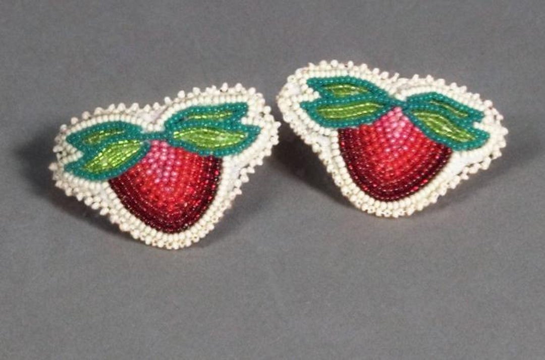 Strawberry Beaded Earrings - Etsy
