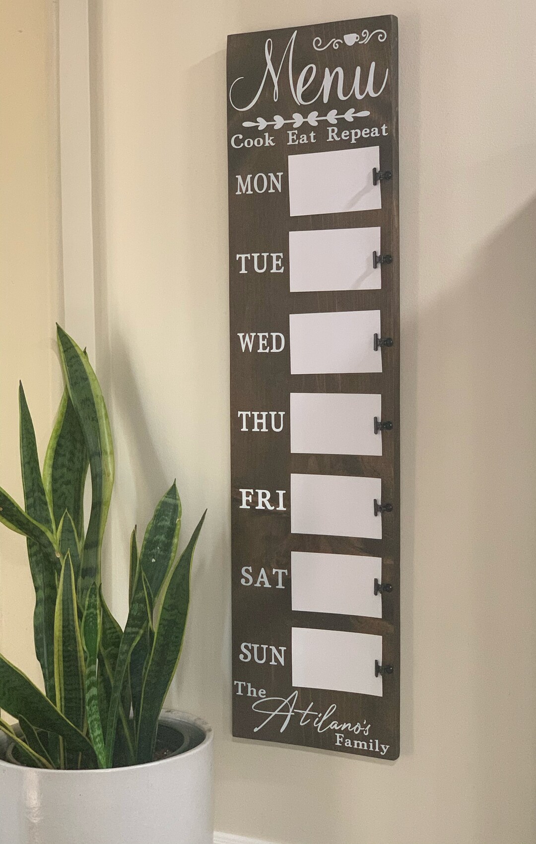 Menu Board, Kitchen Decor, Hanging Farmhouse Menu, Weekly Menu Board ...