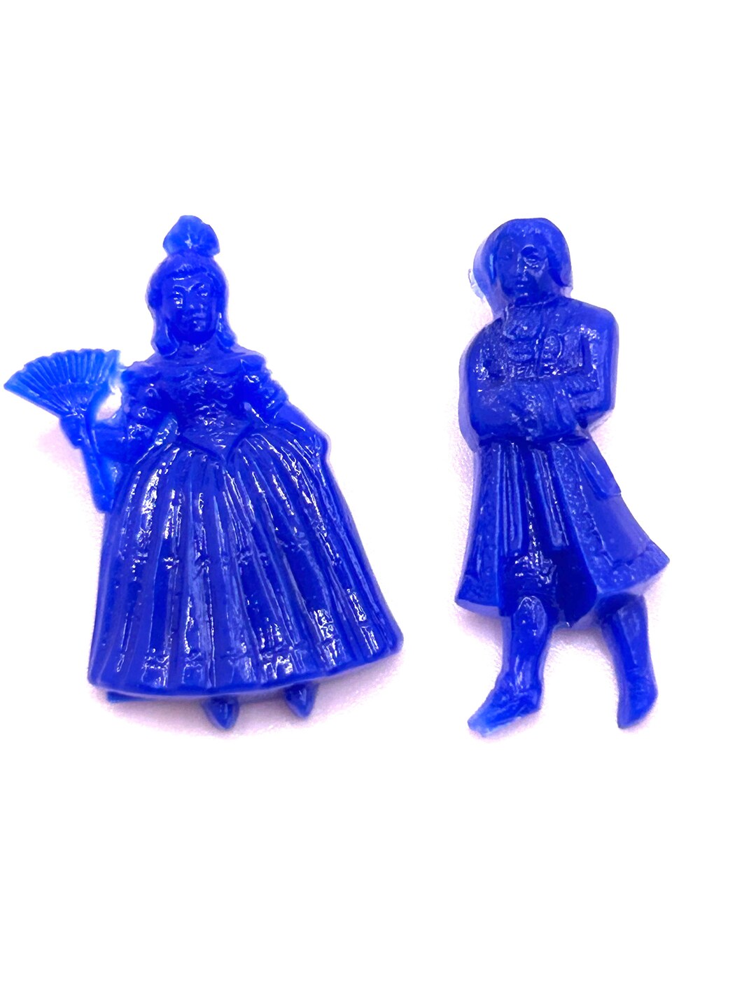 2 Vintage Realistic Buttons VIBRANT BLUE Colonial Couple Goofies Button ...