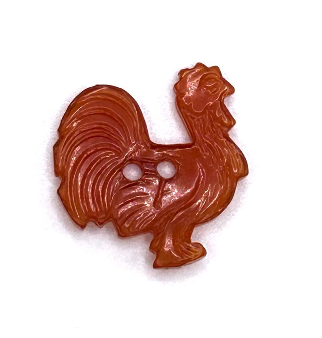 Vintage Realistic Rooster Button Orange BAKELITE From animal 17 Birds ...