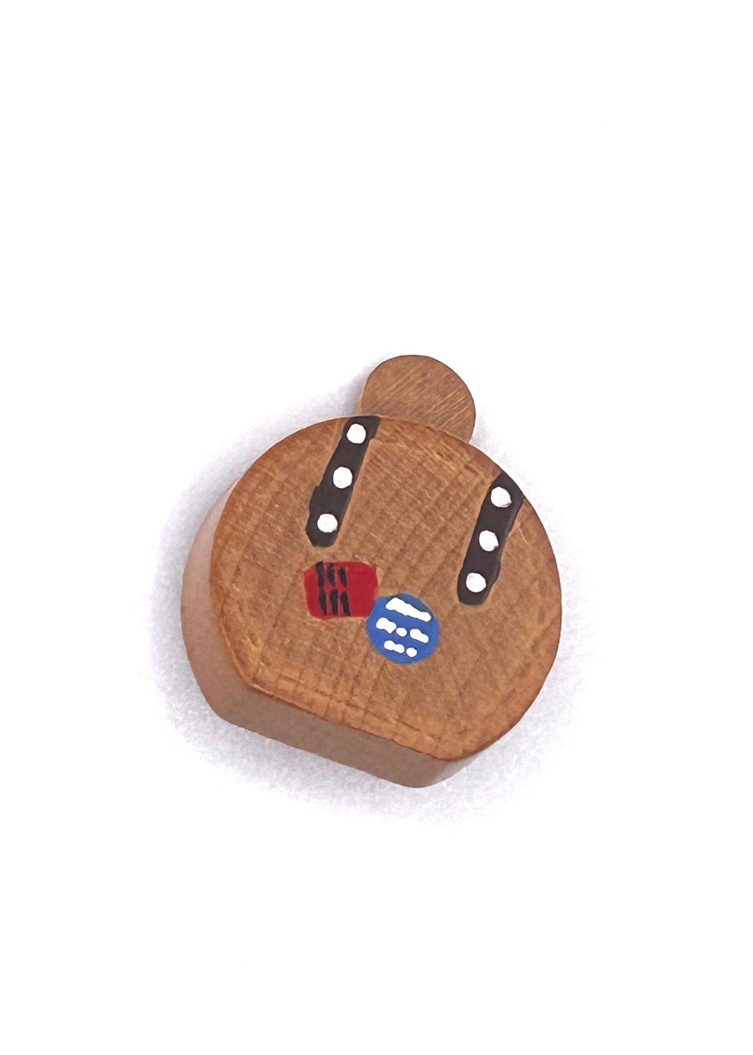 Vintage Realistic Button TAN Bag Ladies Millinery Luggage Wood Wooden ...