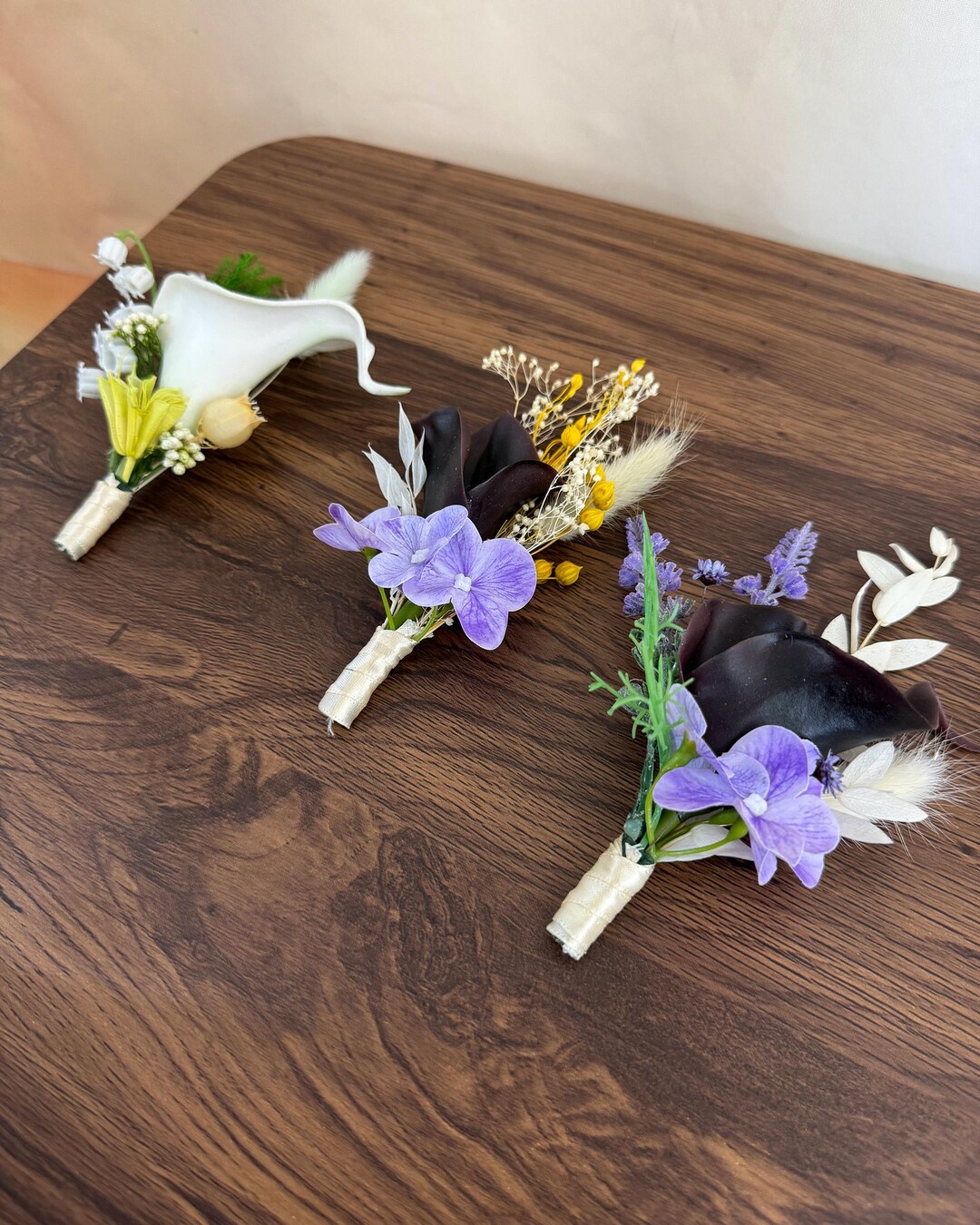 3 Type Calla Lily Boutonniere，wedding Boutonniere Corsage，mini Calla ...