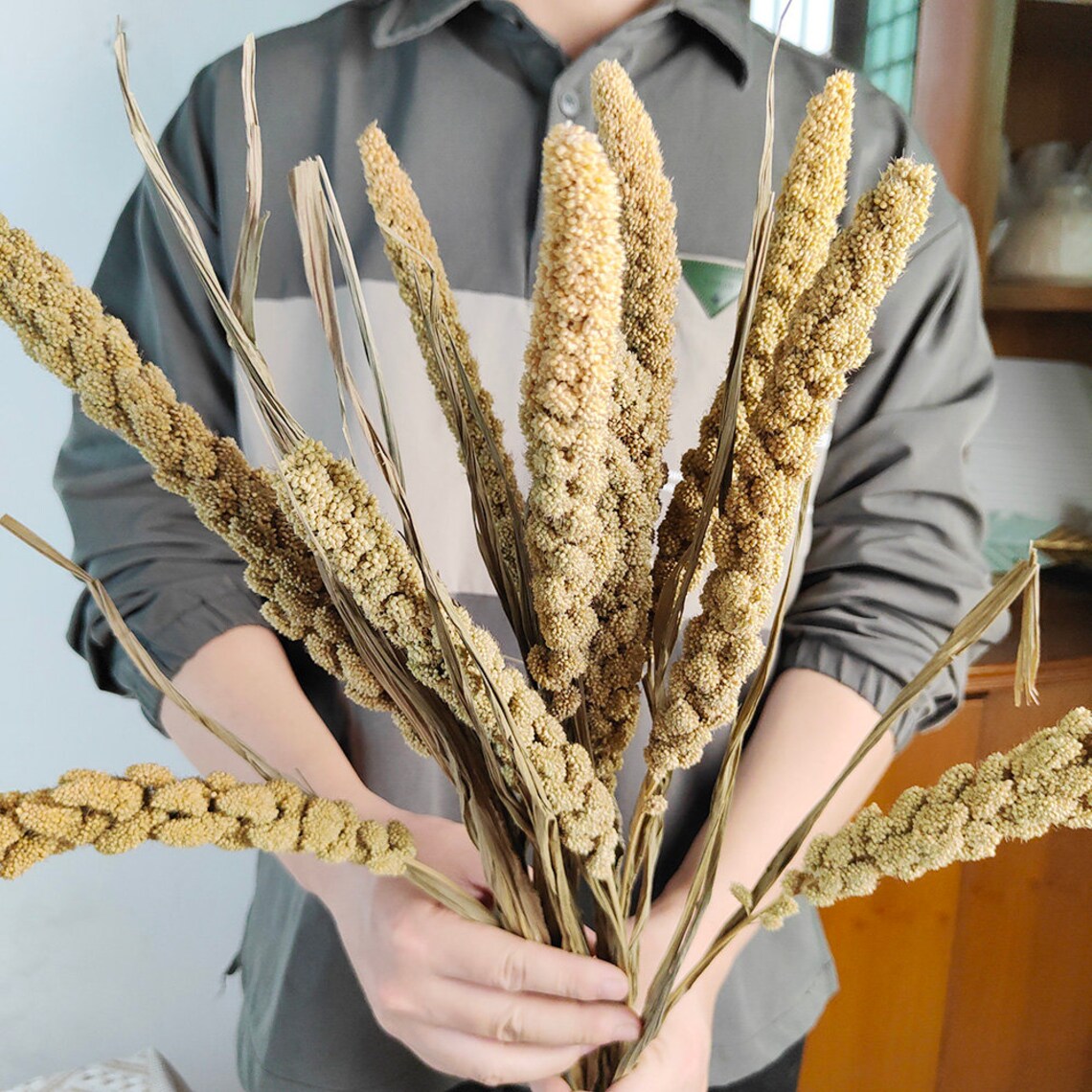 10 Stems Natural Millet Branches，millet Grain，flowers Arrangement，diy ...