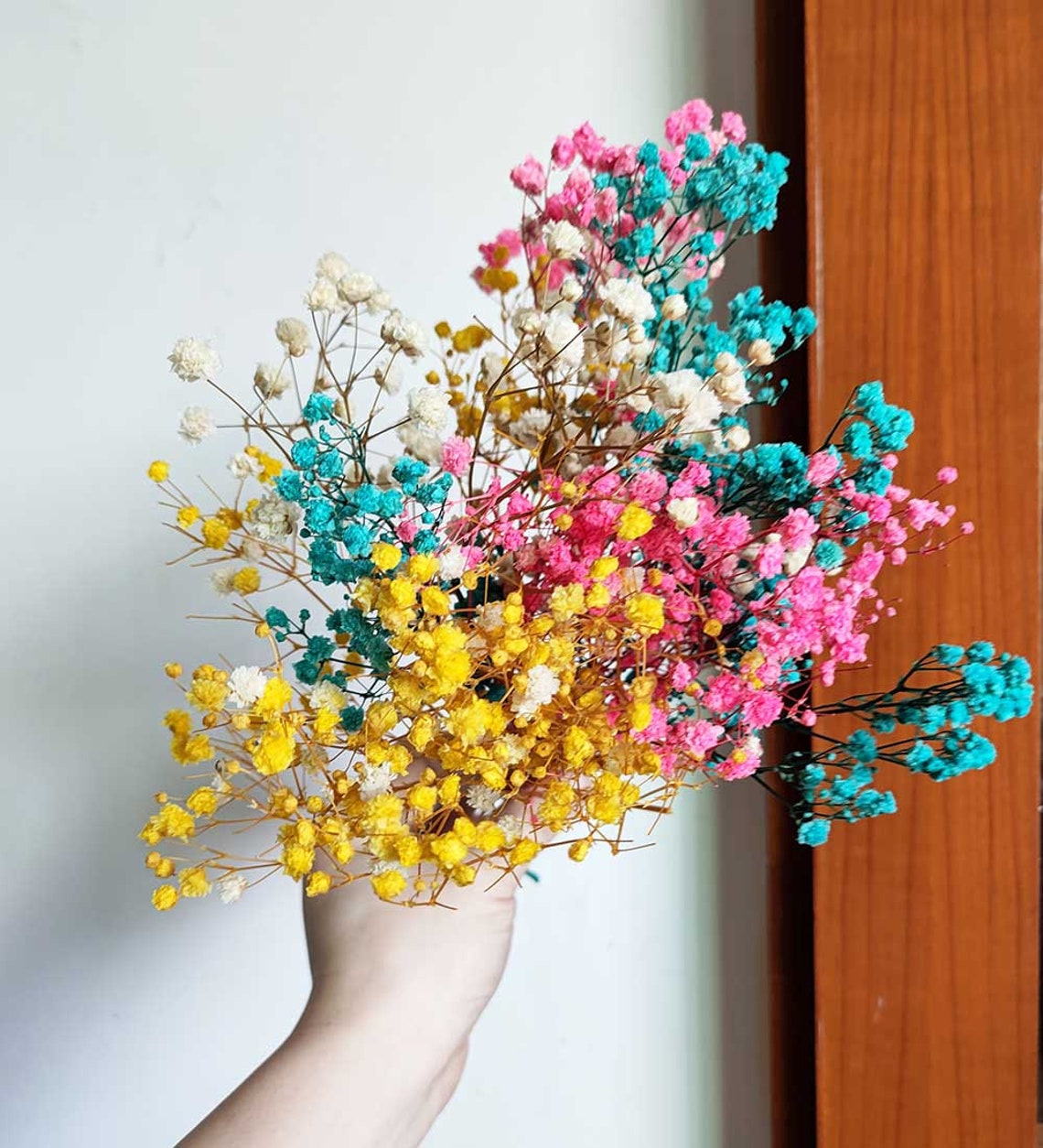 Mixed Color Baby Breath With Vase，preserved Baby S Breath Flowers ...