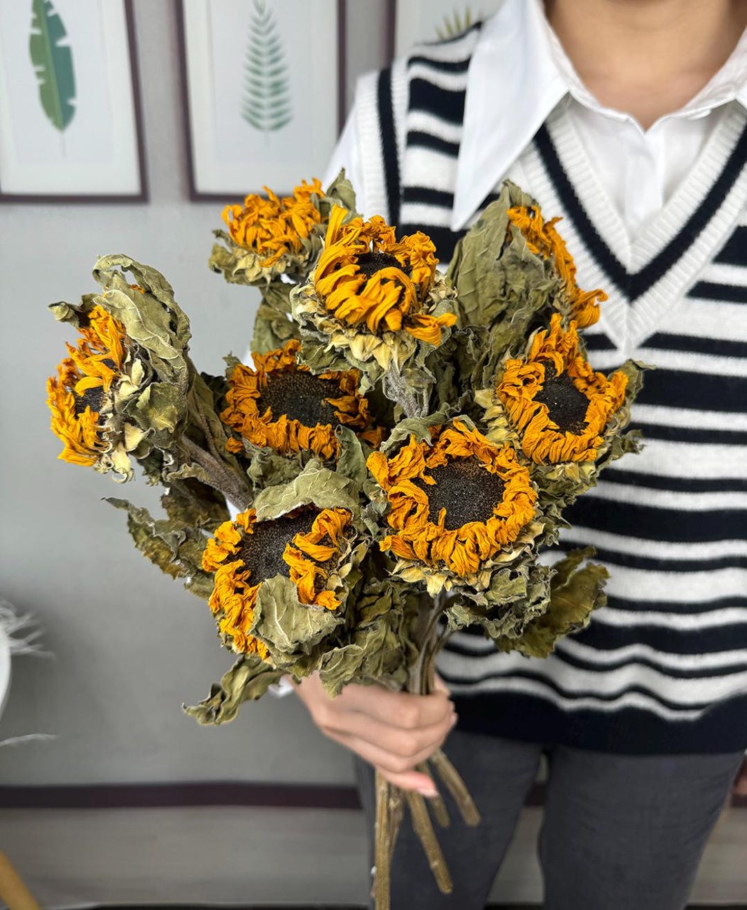 Dried Sunflower Stems ,natural Sunflower , Dry Floral Arrangement, Dry ...